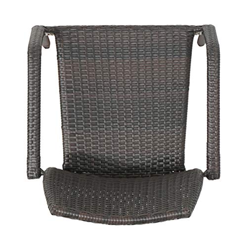 Christopher Knight Home Bridget Outdoor Wicker Stacking Patio Chairs, 2-Pcs Set, Multibrown