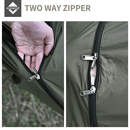 Onewind Premium Hammock Zipper Windsock for Zipper Netted Hammock, Hammock Winter Sock for Wind Blocker, Lightweight and Wind-Resistant Protector for Cold Weather, OD Green