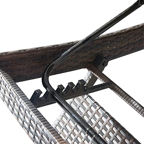RICHSEAT 2 Pieces Patio Chaise Lounge Chair Sets Outdoor Beach Pool PE Rattan Reclining Chair Set of 2