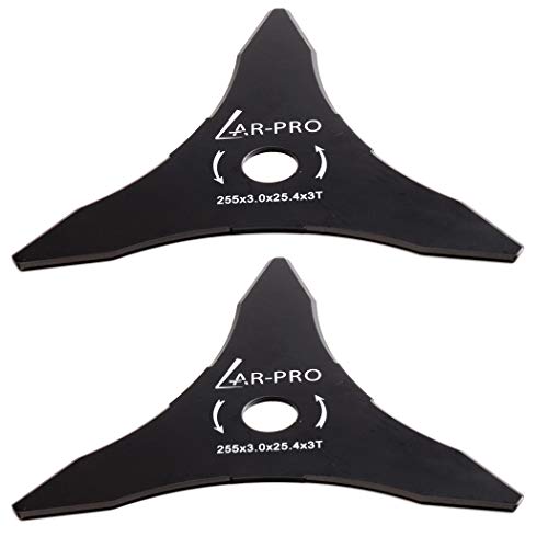 (2-Set) 10" x 3 Teeth Carbon Steel Brush Cutter Blades with Washers - 2 Blades and 2 Washers - Blades for 20mm or 25.4mm Arbor - Compatible with Husqvarna, Stihl, Ego, and More
