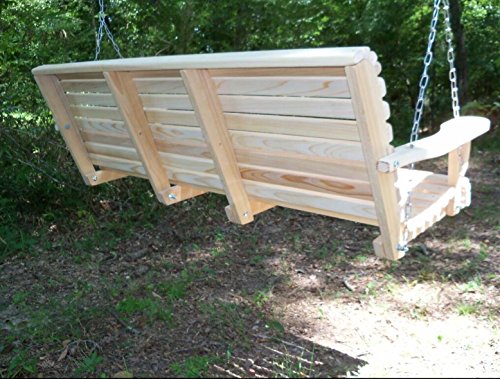 Ecommersify Inc 5 Five Feet Ft Made in The USA Rot Resistant Cypress Lumber Roll Back Porch Swing with Swing-Mate™ Comfort Springs