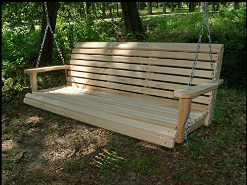 Ecommersify Inc 5 Five Feet Ft Made in The USA Rot Resistant Cypress Lumber Roll Back Porch Swing with Swing-Mate™ Comfort Springs