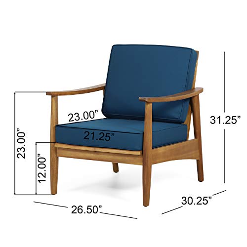 Willowbrook Outdoor Club Chair with Cushion - Acacia Wood - Teak (Set of 2)