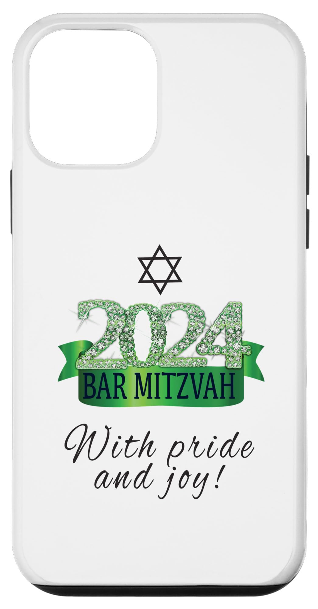 iPhone 12 mini 2024 Bar Mitzvah I Pride & Joy I White Green Banner Decor Case