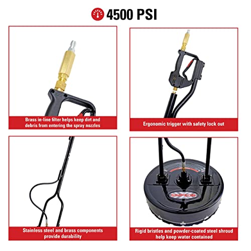 Simpson Cleaning 80182 Universal 20" Industrial Pressure Washer Surface Cleaner for Hot and Cold Water Machines, 3/8" Quick Connection, Recommended min 3450 PSI up to max of 4500 PSI, Black