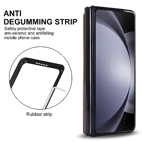 Case for Samsung Galaxy Z Fold 5, with S Pen Holder & Card Slot, Leather Flip Cover,Pink