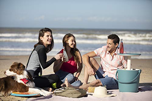Keter Go Bar 4.2 Gallon Beer and Wine Cooler with Handle and Pop Up Outdoor Table - Perfect for Your Patio, Picnic, and Beach Accessories, Teal