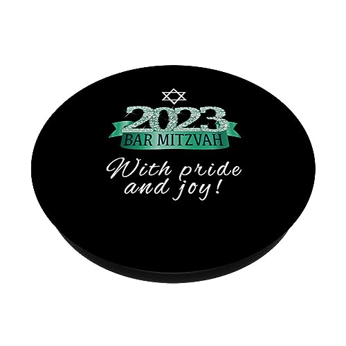 Bar Mitzvah 2023 I With Pride & Joy I Turquoise Banner Decor PopSockets Standard PopGrip
