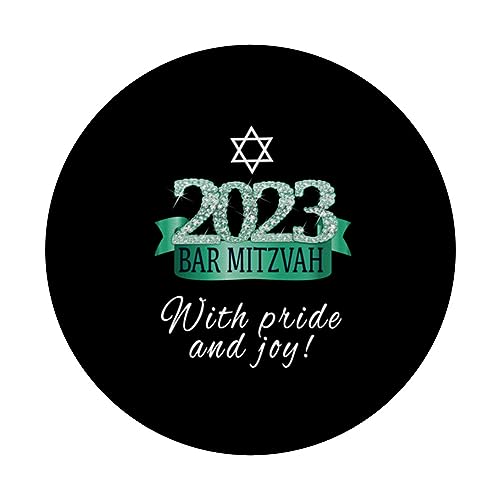Bar Mitzvah 2023 I With Pride & Joy I Turquoise Banner Decor PopSockets Standard PopGrip