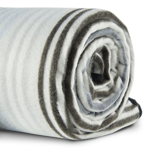 VonShef Picnic Blanket - Large 58" x 71" Soft Waterproof Folding Picnic Blanket for Outdoor Picnics, Beach, Camping - Gray Striped Pattern