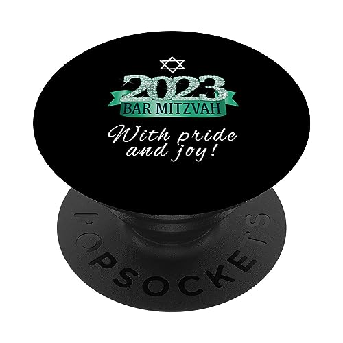 Bar Mitzvah 2023 I With Pride & Joy I Turquoise Banner Decor PopSockets Standard PopGrip