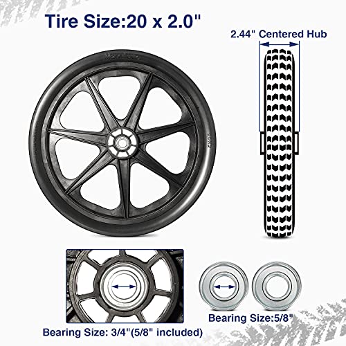 MaxAuto 20x2.0 Rim Flat Free Cart Tire Assembly for the Rubbermaid Garden Yard Cart, 2 Pack