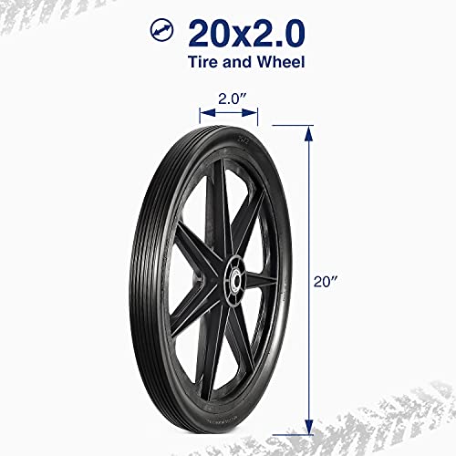MaxAuto 20x2.0 Rim Flat Free Cart Tire Assembly for the Rubbermaid Garden Yard Cart, 2 Pack