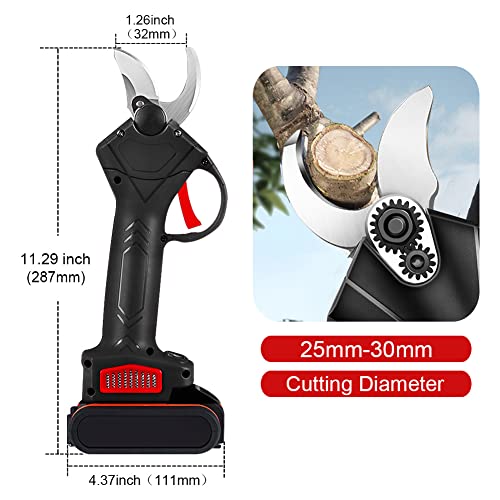 HOOUP Electric Pruning Shears for gardening tree trimming,Professional Cordless Electric Pruning with 2 PCS Rechargeable 2Ah Lithium Battery and 25mm Cutting Diameter, Tree Branch Pruner (Black)