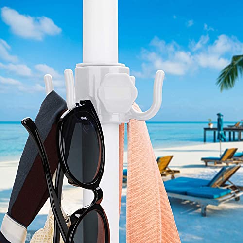 Linkidea 4 Pack Beach Umbrella Hanging Hooks, Plastic Adjustable Travel Umbrella Hooks for Towels, Camera, Sunglasses, Bags
