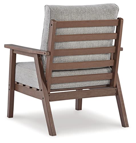 Signature Design by Ashley Emmeline Casual Outdoor Cushioned Lounge Chair, 2 Count, Dark Brown & Beige