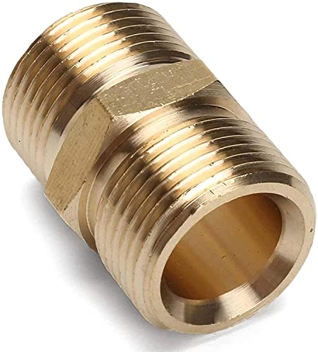 M22 Pressure Washer Hose Coupler,M22 Metric Male Thread Fitting 15mm Male X 15mm Male Pressure Washer Hose Extension Adapter, Solid Brass, 4500 PSIconnectorsM22 (1pack)