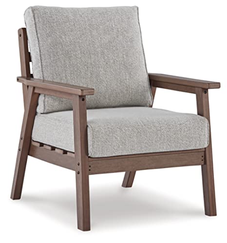Signature Design by Ashley Emmeline Casual Outdoor Cushioned Lounge Chair, 2 Count, Dark Brown & Beige