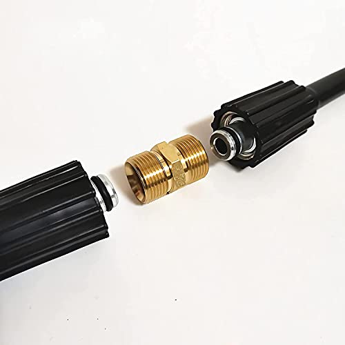 M22 Pressure Washer Hose Coupler,M22 Metric Male Thread Fitting 15mm Male X 15mm Male Pressure Washer Hose Extension Adapter, Solid Brass, 4500 PSIconnectorsM22 (1pack)