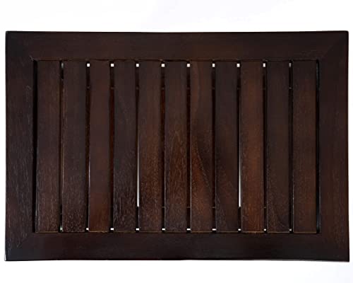 ALA Teak Classic 24 Teak Wood Shower Bath Spa Waterproof Stool Bench with Shelf Brown