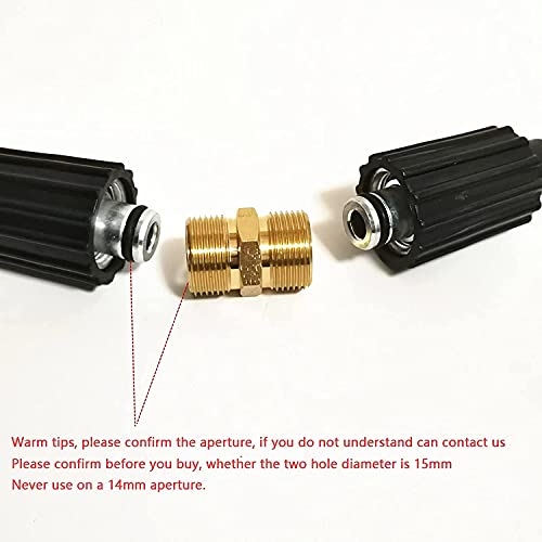 M22 Pressure Washer Hose Coupler,M22 Metric Male Thread Fitting 15mm Male X 15mm Male Pressure Washer Hose Extension Adapter, Solid Brass, 4500 PSIconnectorsM22 (1pack)