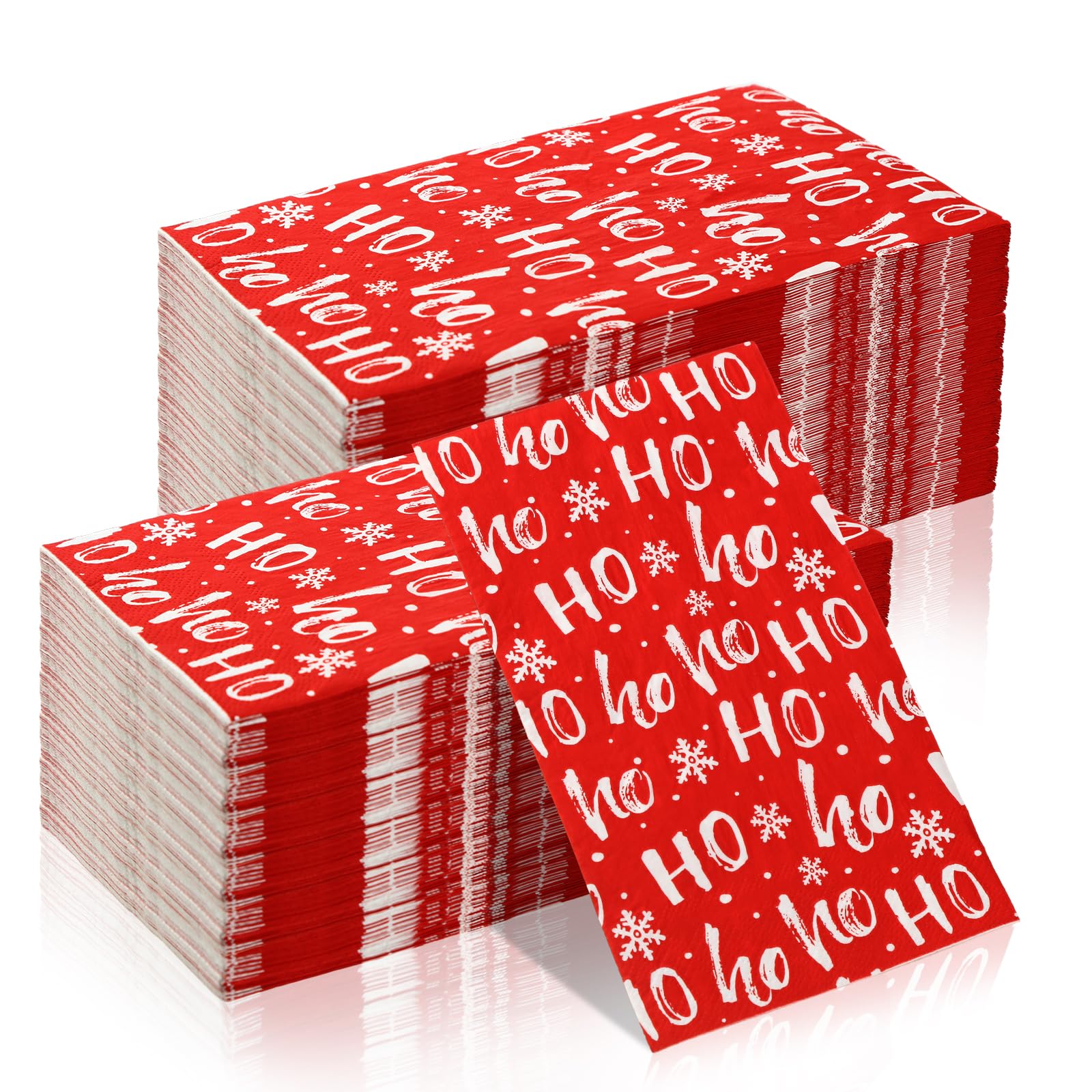 PerKoop 200 Pcs Christmas Guest Napkins Bulk Christmas Disposable Hand Towels Decorative Red Xmas Snowflake Paper Napkins for Winter Holiday Xmas Party Kitchen Bathroom Home Dinners