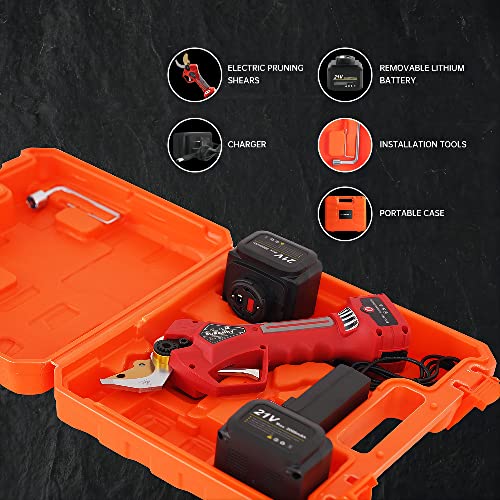 SURANRY Professional Electric Pruning Shears,Cordless Trimmer with 1.26inch/32mm Cutting Diameter Heavy Duty with 2 Pack Brushless Motor Rechargeable,Pruning Shears for Gardening, Park and Farms.