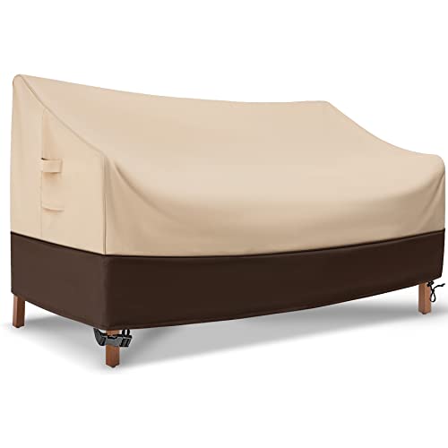 Lafaso Patio Furniture Cover Waterproof, Heavy Duty Outdoor couch Cover, 600 D Oxford cloth Sofa Cover With Vents and Handles（Beige/Brown 1 Pack, Small）