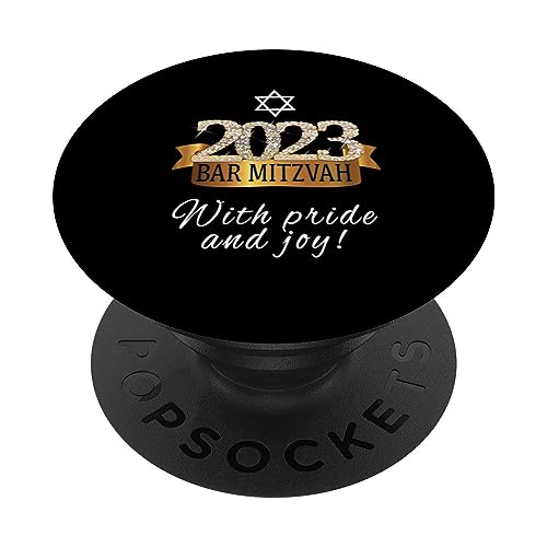 Bar Mitzvah 2023 I With Pride & Joy I Yellow Banner Decor PopSockets Standard PopGrip
