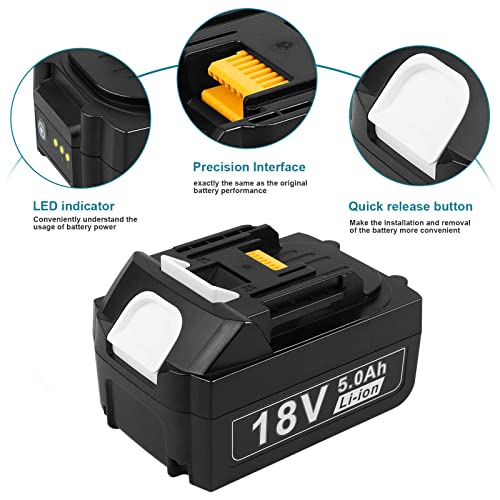 ARyee 2Pack Upgrade 18V 5.0Ah Li-ion Battery Replacement for Makita Lithium-Ion Battery Compatible with Makita BL1840 BL1850 LXT-400 BL1860 BL1815 BL1830