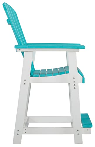 Signature Design by Ashley Outdoor Eisely HDPE Patio Barstool, 2 Count, Turquoise