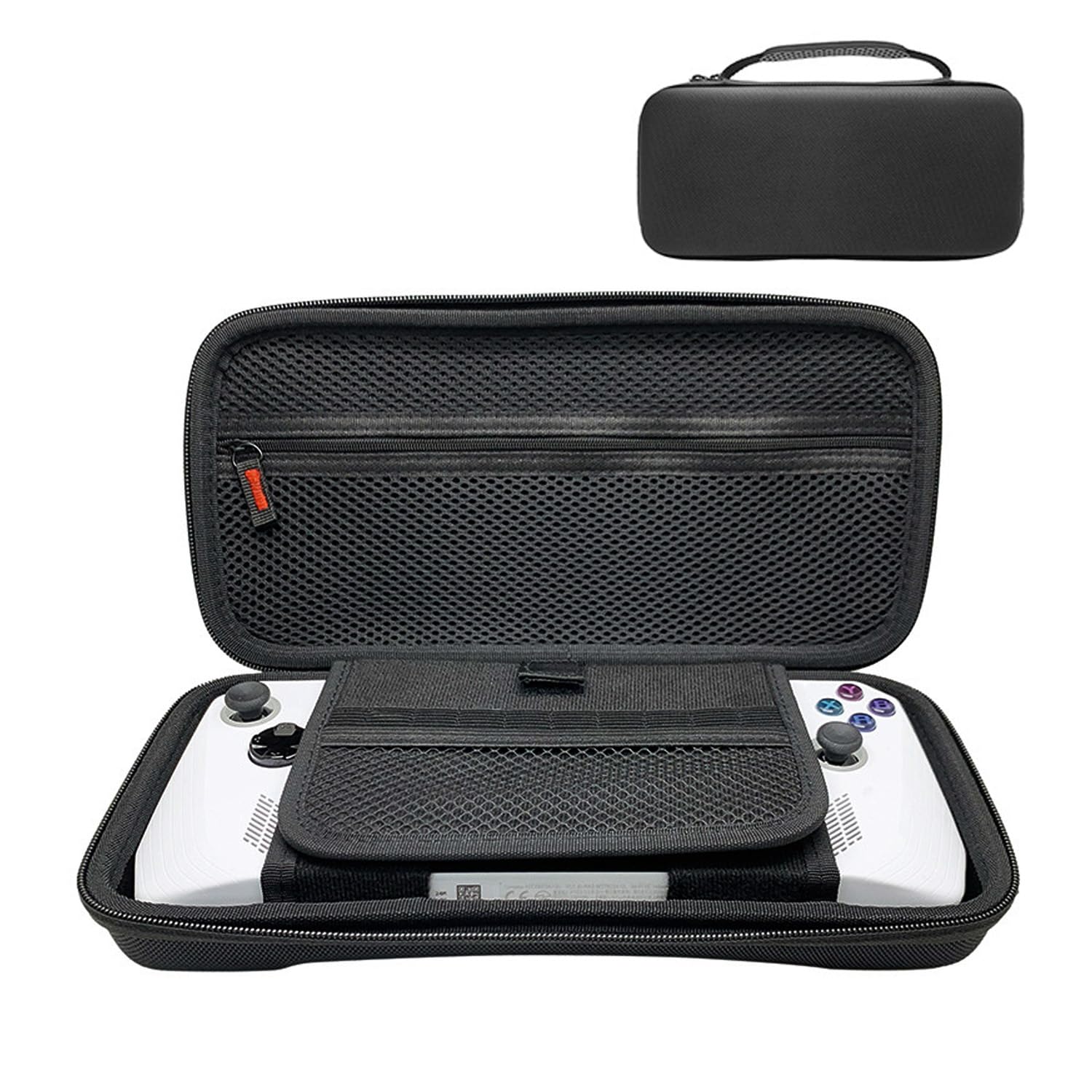 FiiMan ROG Ally Carrying Case Compitable with ROG Ally 7 inch 120Hz Gaming Handheld and Accessories, Hard Shell Case with Folding Bracket for Travel and Storage Black (Thin)