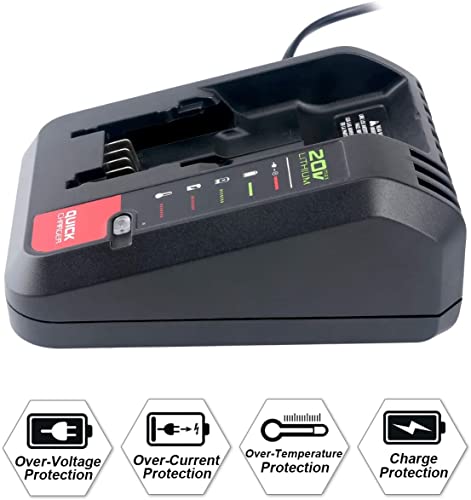 PCC692L 20V MAX Lithium Battery Charger Replacement for Porter-Cable 20V Lithium Battery PCC685L PCC680L PCC681L PCC682L Black Decker LCS1620 20V Lithium Battery LBXR20 LBX4020