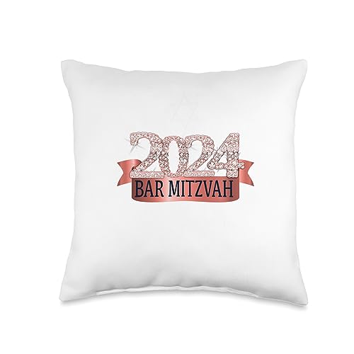 2024 Bar Mitzvah Gifts & Decorations For Boys Bar Mitzvah 2024 I with Pride & Joy I Rose Banner Decor Throw Pillow, 16x16, Multicolor