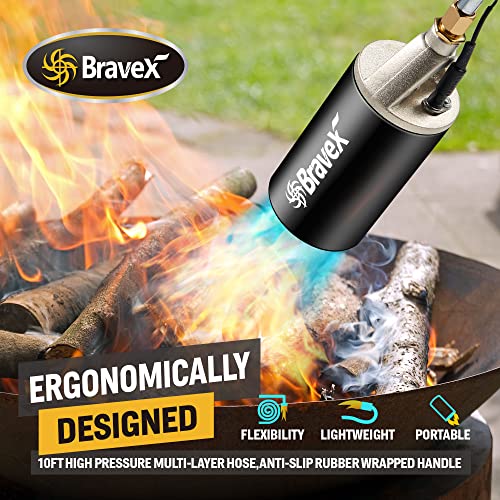 Propane Torch Weed Torch Weed Burner - Electronic Automatic Ignition, 800 000 BTU Propane Weed Torch with 10FT Hose, Push Button Electronic Spark Generating Powered by AAA Battery (not include)