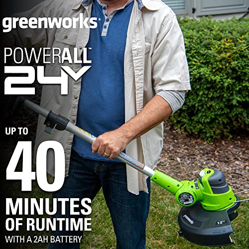 Greenworks 24V 12 inch String Trimmer, 2Ah USB Battery and Charger Included ST24B215