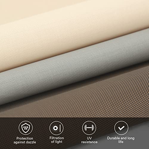 VICLLAX Premium Outdoor Roller Shade PVC Fabric Exterior Roller Shade Crank Operated with Aluminum Protective Valance(8' W X 8' L), Light Grey