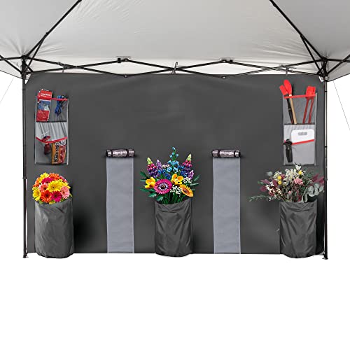 Sssideas Sunshade Sidewall, 10' x 10' with Organizer Pockets,600D Polyester 100% Waterproof for Straight-Leg Canopy(Black)