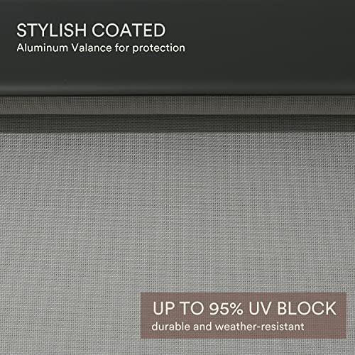 VICLLAX Premium Outdoor Roller Shade PVC Fabric Exterior Roller Shade Crank Operated with Aluminum Protective Valance(8' W X 8' L), Light Grey