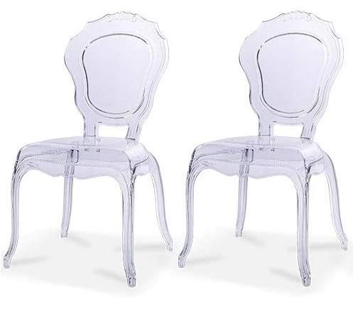 2xhome - Belle Style Ghost Chair Ghost Armchair Dining Room Chair - Armchair Lounge Chair Seat Higher Fine Modern Designer Artistic Classic Mold (Clear Bella X2)