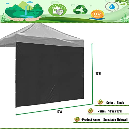 Sssideas Sunshade Sidewall, 10' x 10' with Organizer Pockets,600D Polyester 100% Waterproof for Straight-Leg Canopy(Black)