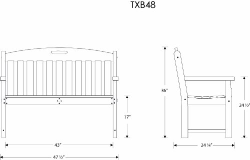 Trex Outdoor Furniture TXB48CW 48-Inch Yacht Club Bench, Classic White