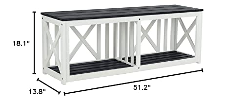 Safavieh FOX6706K Outdoor Collection Branco Grey Bench, 0, Dark Slate Gray/White
