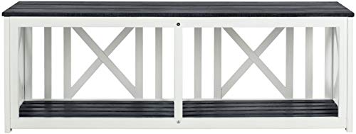 Safavieh FOX6706K Outdoor Collection Branco Grey Bench, 0, Dark Slate Gray/White