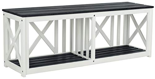 Safavieh FOX6706K Outdoor Collection Branco Grey Bench, 0, Dark Slate Gray/White
