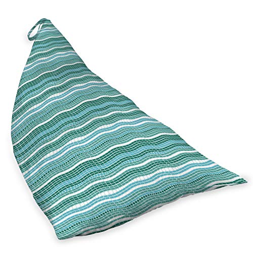 Ambesonne Mosaic Lounger Chair Bag, Traditional Wavy Mosaic Tiles Pattern in Aquatic Green Tones Pattern, High Capacity Storage with Handle Container, Lounger Size, Cadet Blue and Jade Green