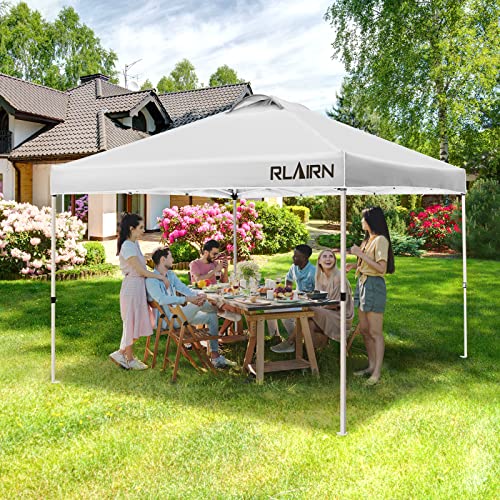 Ez Pop Up Canopy Tent, RLAIRN 10'X10' Waterproof Instant Gazebo Canopy with 3 Adjustable Height and 4 Removable Sidewalls, UPF50+ Folding Instant Pop Up Gazebo Canopy Shade Tent with Mesh Windows