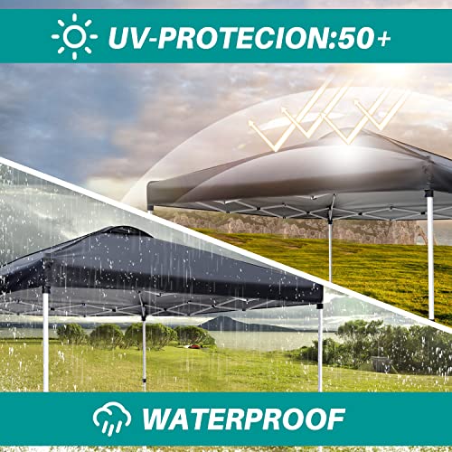 TOREAD Canopy 10'x10' Pop Up Commercial Instant Gazebo Tent with Air Vented Top,Thicken Frame,Fully Waterproof, UV 50+,Easy Set up,Portable Canopy Tent with Zipper Bag & Side Walls,Black