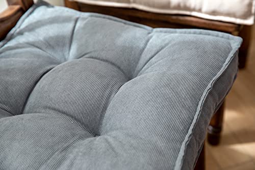 vctops Corduroy Striped Square Chair Cushion Pad Solid Tufted Seat Cushion Pads for Dining Chairs, Office Chairs, Car, Floor, Outdoor, Patio (Grey,18"x18"x3")