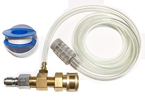Sellerocity Kit Pressure Washer Chemical Detergent Soap Down Stream Injector 3-5 GPM 2.1 Orifice, Hose Filter & 3/8 NPT Size Quick Connects
